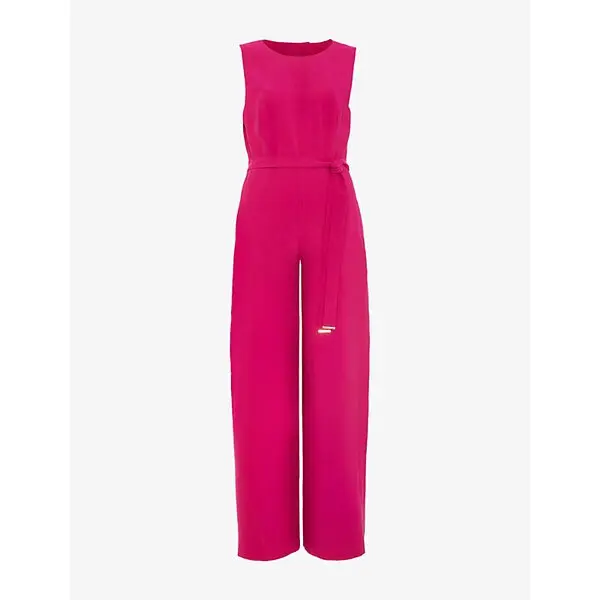 PHASE EIGHT Marta Belted-waist Woven Jumpsuit - Fuchsia