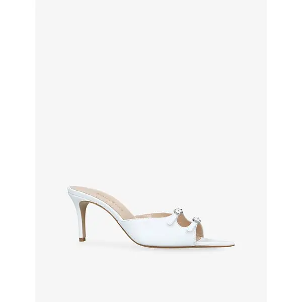 ANDREA WAZEN Carol 75 Leather Heeled Mules With Embellished Buckles