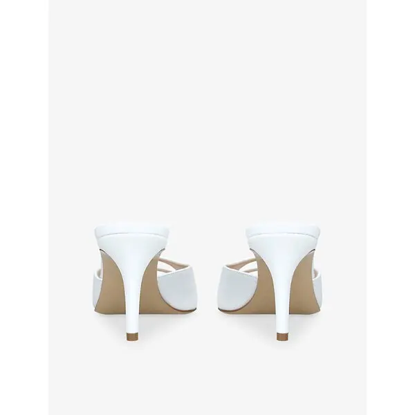 ANDREA WAZEN Carol 75 Leather Heeled Mules With Embellished Buckles
