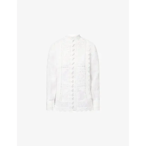 Zimmermann Aster Lace Embroidered Ramie Top