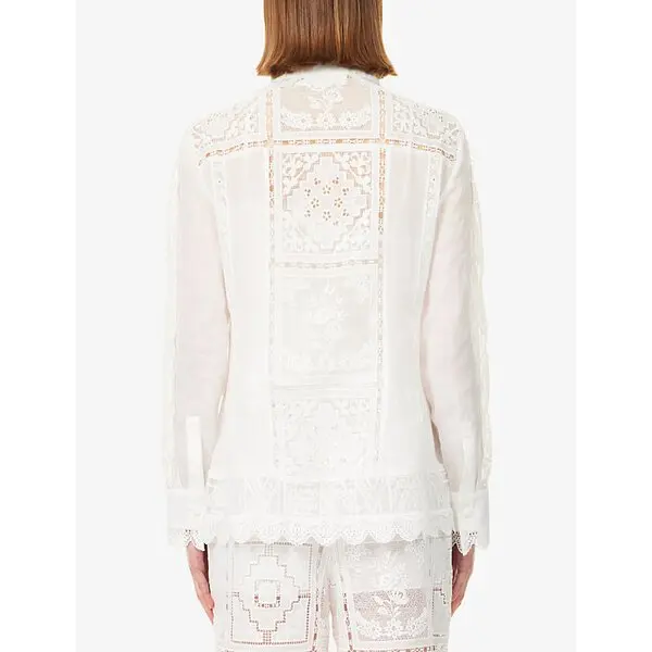 Zimmermann Aster Lace Embroidered Ramie Top
