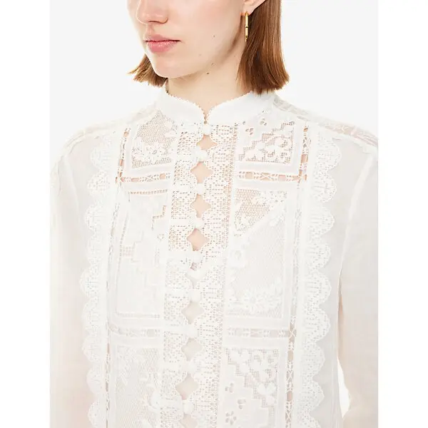 Zimmermann Aster Lace Embroidered Ramie Top