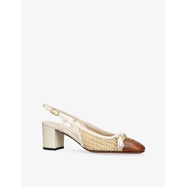 Valentino Garavani Raffia And Leather Slingbacks
