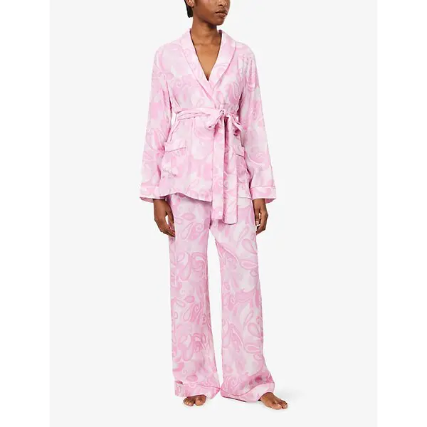IT'S 9PM Rizzo Psychedelic Swirl-print Smoking Woven Pyjama Set