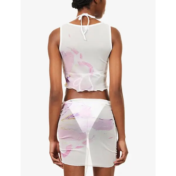GRACEJACOB Sleeveless Mesh Crop Top