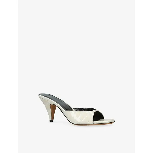 JUDE Crocodile-embossed Leather Heeled Mules