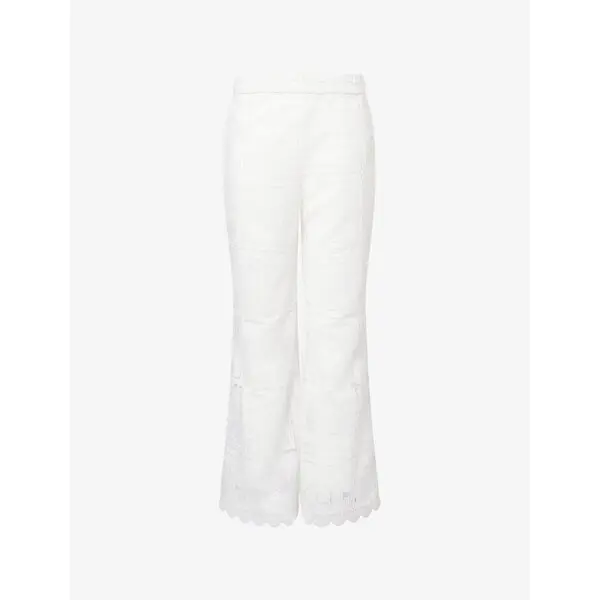 Zimmermann Aster Embroidered Woven Trousers - Ivory