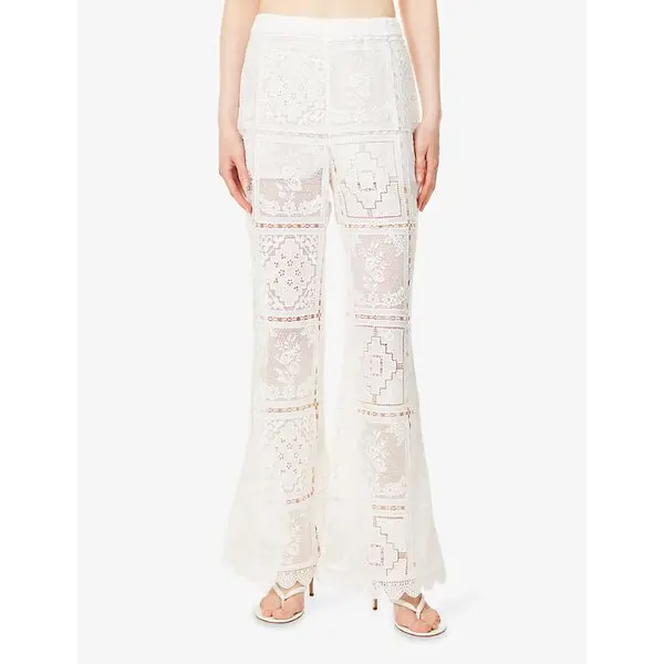 Zimmermann Aster Embroidered Woven Trousers - Ivory