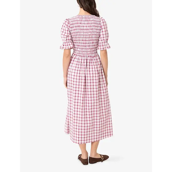 AMY LYNN Imogen Windowpane Check Cotton Midaxi Dress