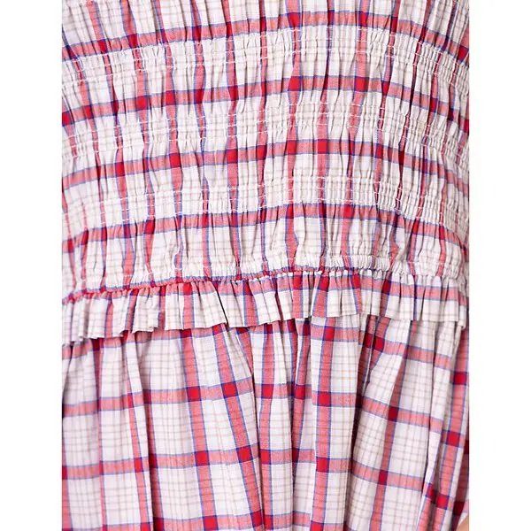 AMY LYNN Imogen Windowpane Check Cotton Midaxi Dress