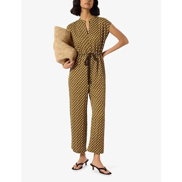 Whistles Sleeveless Ikat-spot Woven Jumpsuit