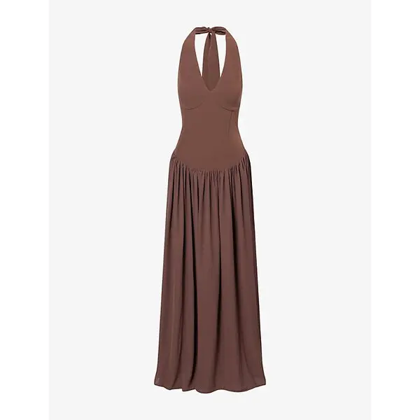 PRETTY LAVISH Isadora Woven Maxi Dress - Brown