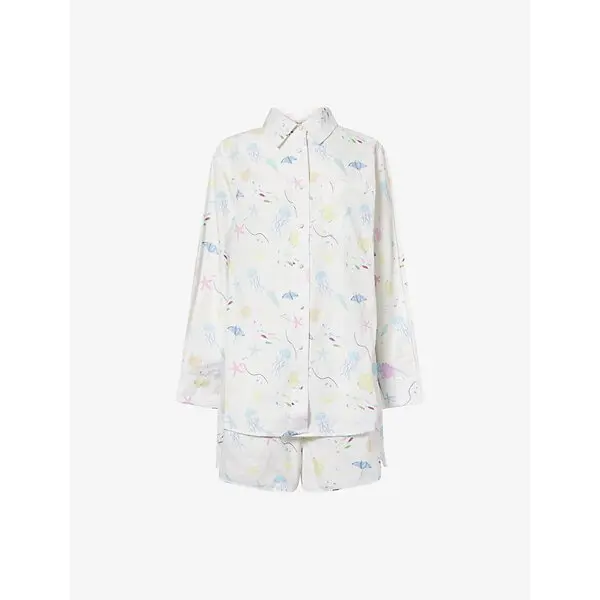 IT'S 9PM X Oceanus Jessie Sealife-print Cotton Pyjama Set - White