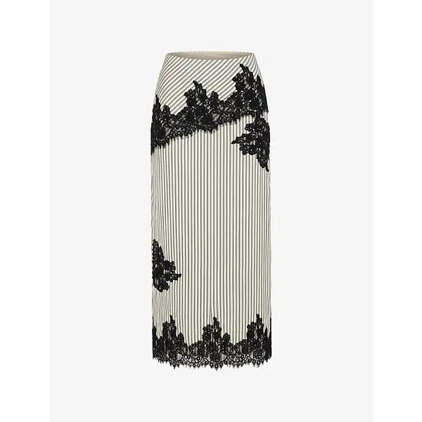 AMY LYNN Verona Striped Satin Midi Skirt