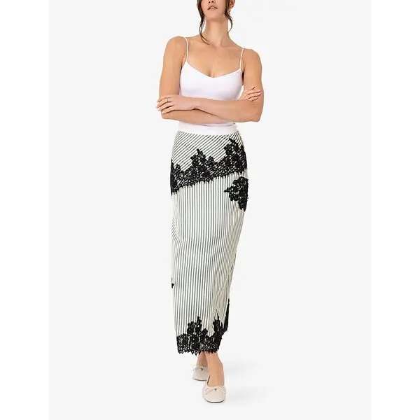 AMY LYNN Verona Striped Satin Midi Skirt