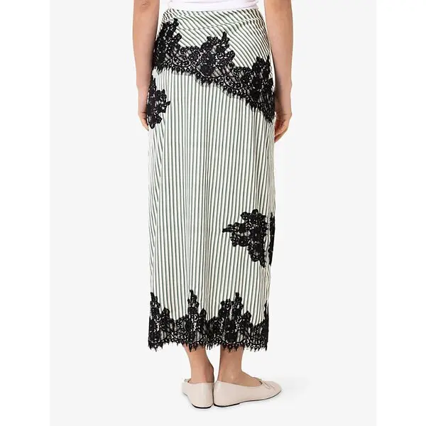 AMY LYNN Verona Striped Satin Midi Skirt