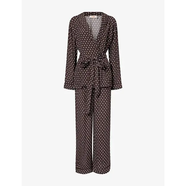 IT'S 9PM Rizzo Polka-dot Smoking Woven Pyjama Set - Brown