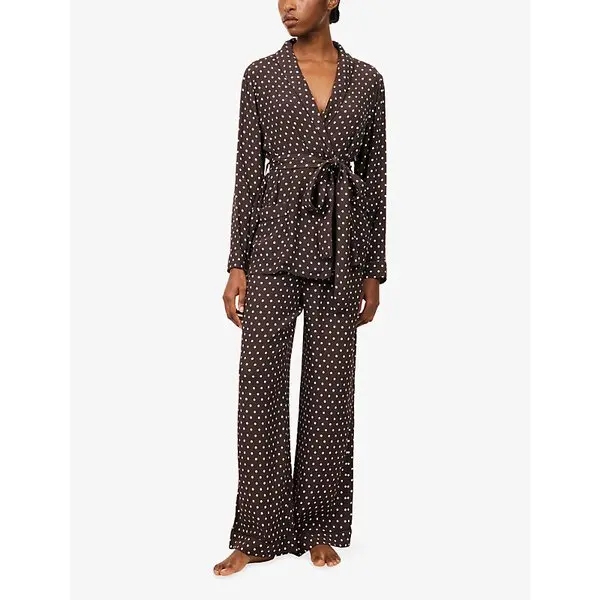 IT'S 9PM Rizzo Polka-dot Smoking Woven Pyjama Set