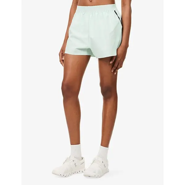 On Train Brand-print Woven Shorts