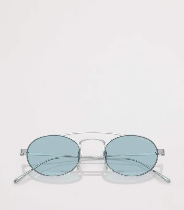 Giorgio Armani Titanium Oval Sunglasses - Silver
