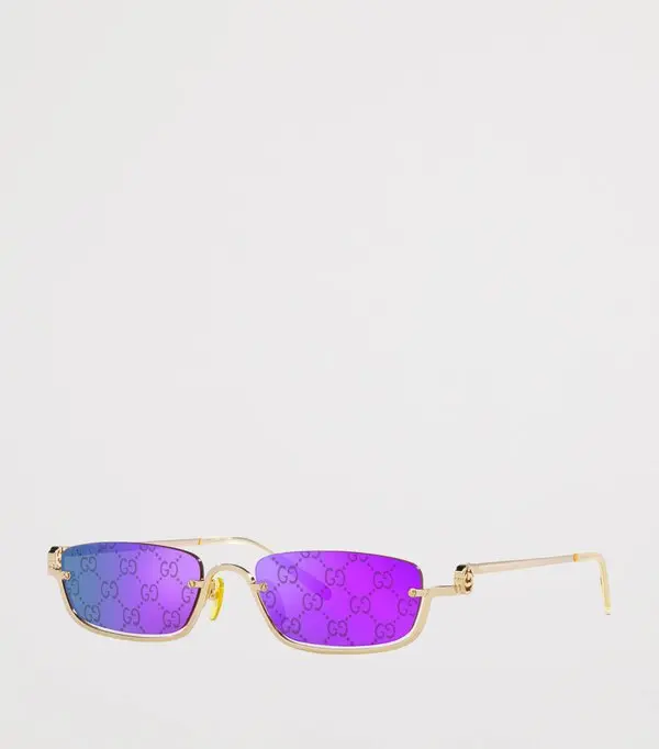 Gucci Metal Logo Rectangular Sunglasses
