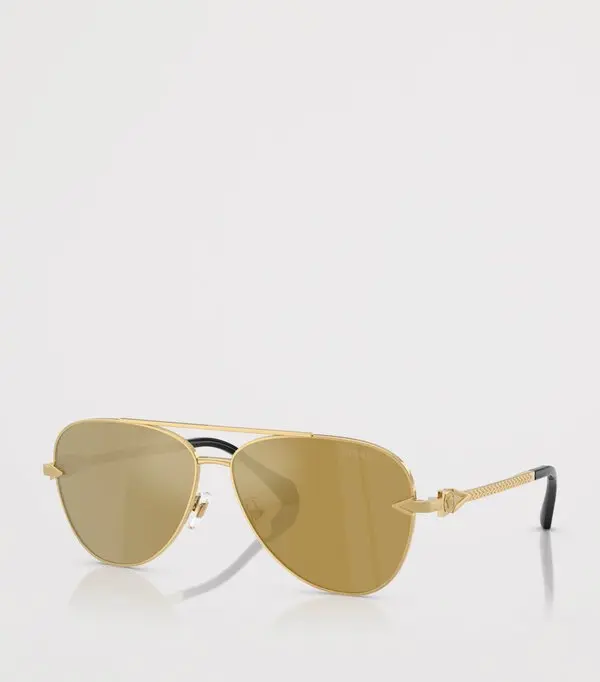Versace Metal Aviator Sunglasses - Gold