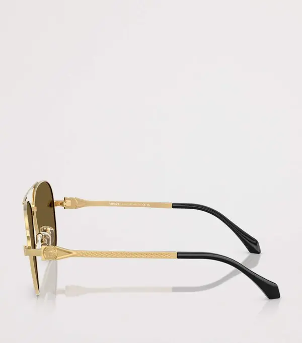 Versace Metal Aviator Sunglasses - Gold