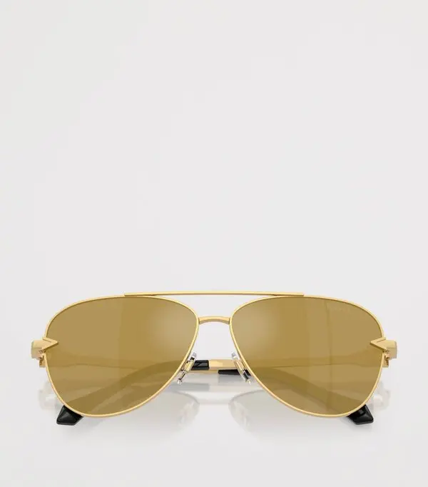 Versace Metal Aviator Sunglasses - Gold