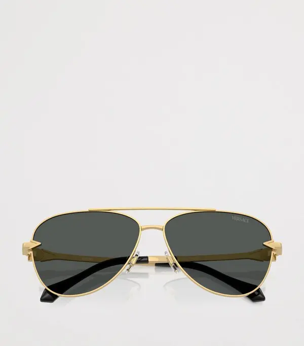Versace Metal Aviator Sunglasses - Gold