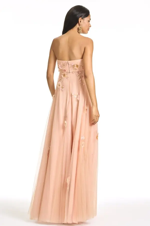 Sachin & Babi Embroidered Strapless Gown