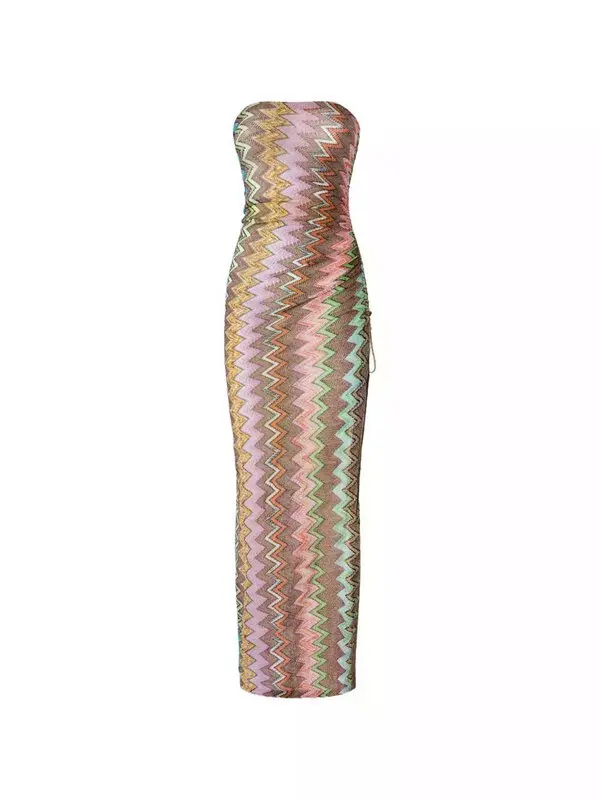 Missoni Zigzag-knit Ruched Maxi Dress - Brown