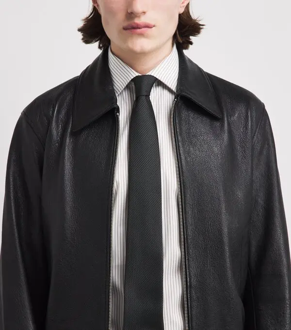 Emporio Armani Silk Jacquard Logo Neck Tie - Black