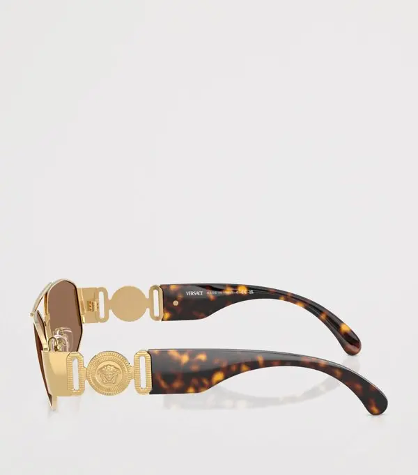 Versace Metal Rectangle Sunglasses - Gold