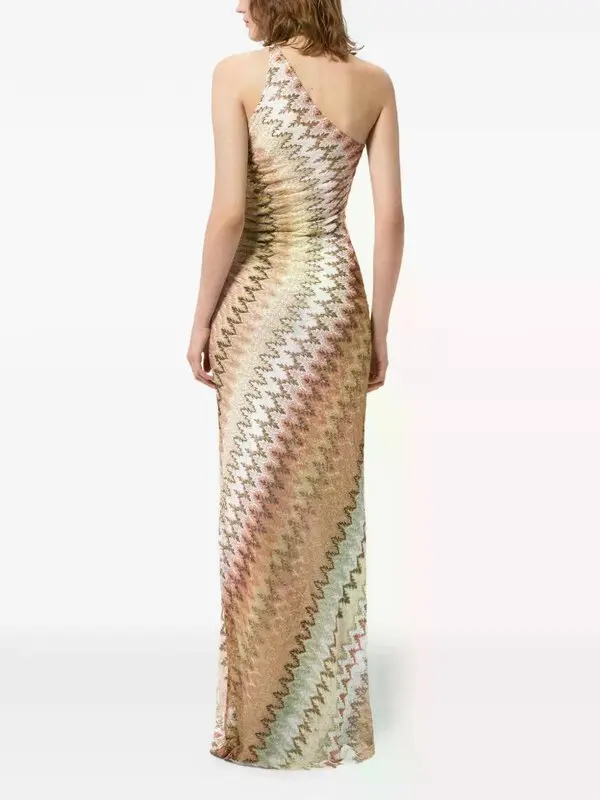 Missoni One-shoulder Zigzag-knit Maxi Dress