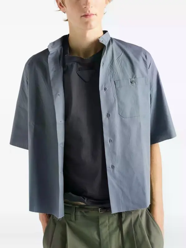 Prada Band-ollar Raw-cut Shirt