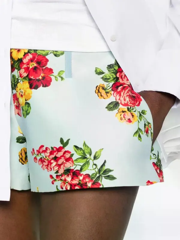 Brandon Maxwell Floral Print Shorts