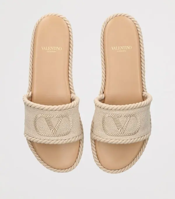 Valentino Garavani Canvas Vlogo Espadrille Slides
