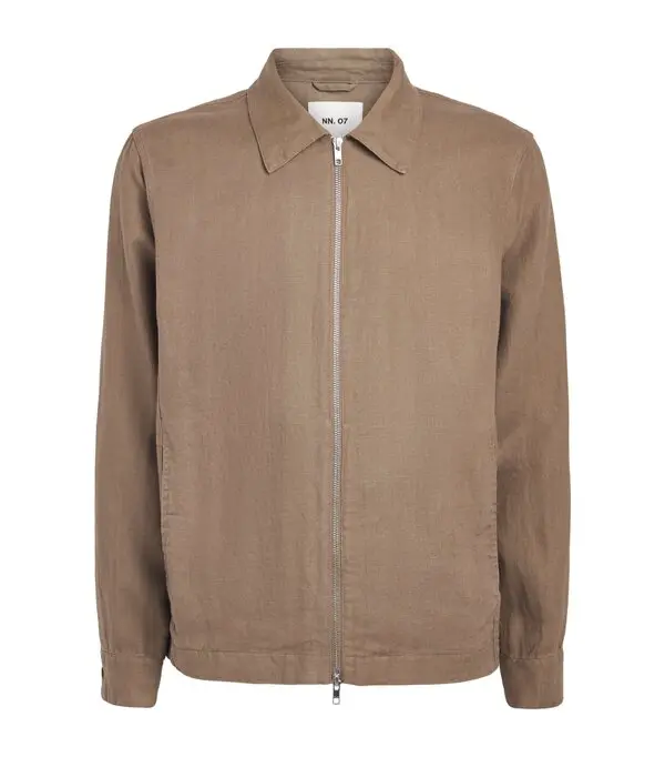 NN.07 Nn07 Linen Zip-up Jacket With Classic Collar