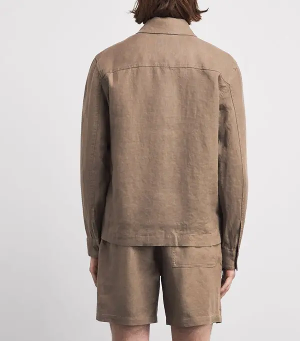 NN.07 Nn07 Linen Zip-up Jacket With Classic Collar