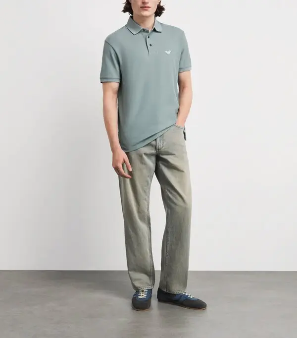 Emporio Armani Cotton Polo Shirt - Blue