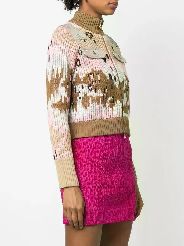 DIESEL® Open-knit Zip-up Knitted Jacket