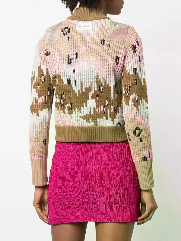 DIESEL® Open-knit Zip-up Knitted Jacket