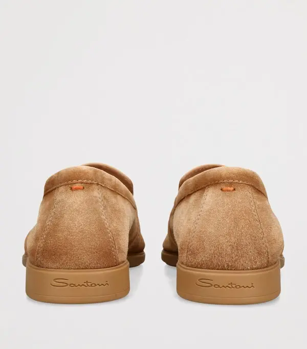 Santoni Suede Malibu Loafers - Beige