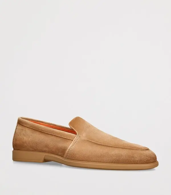 Santoni Suede Malibu Loafers - Beige