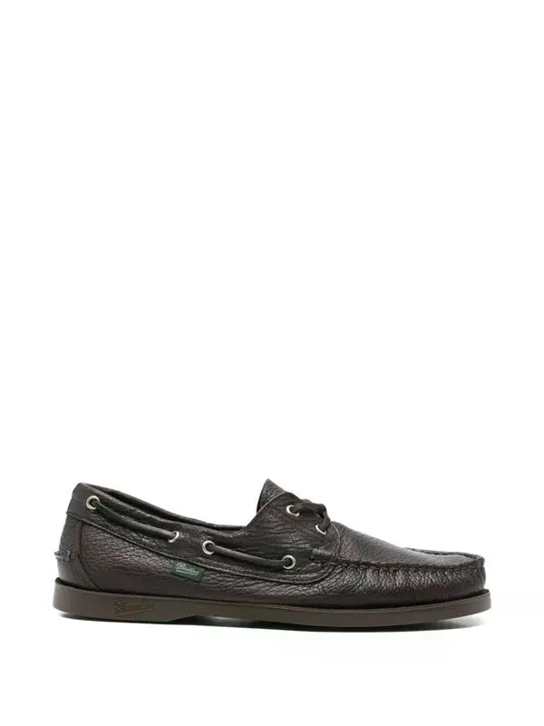 Paraboot Pebbled Leather Boat Shoes - Brown