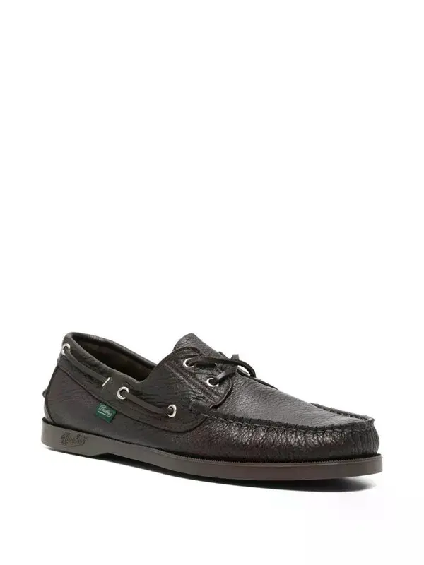 Paraboot Pebbled Leather Boat Shoes - Brown