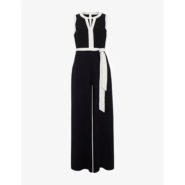 PHASE EIGHT Colorblock-print Woven Jumpsuit - Black/ivory