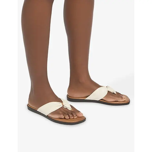 DUNE Leather Sandals With Knotted Strap - Ecru Leather