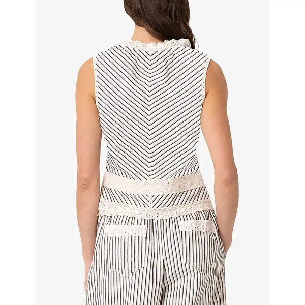 AMY LYNN Striped V-neck Cotton Top