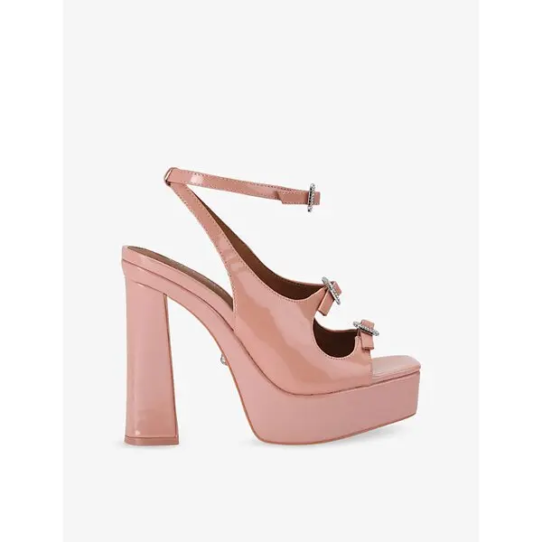 Kurt Geiger Three-buckle Platform Leather Sandals With Jewelled Hardware - Peach